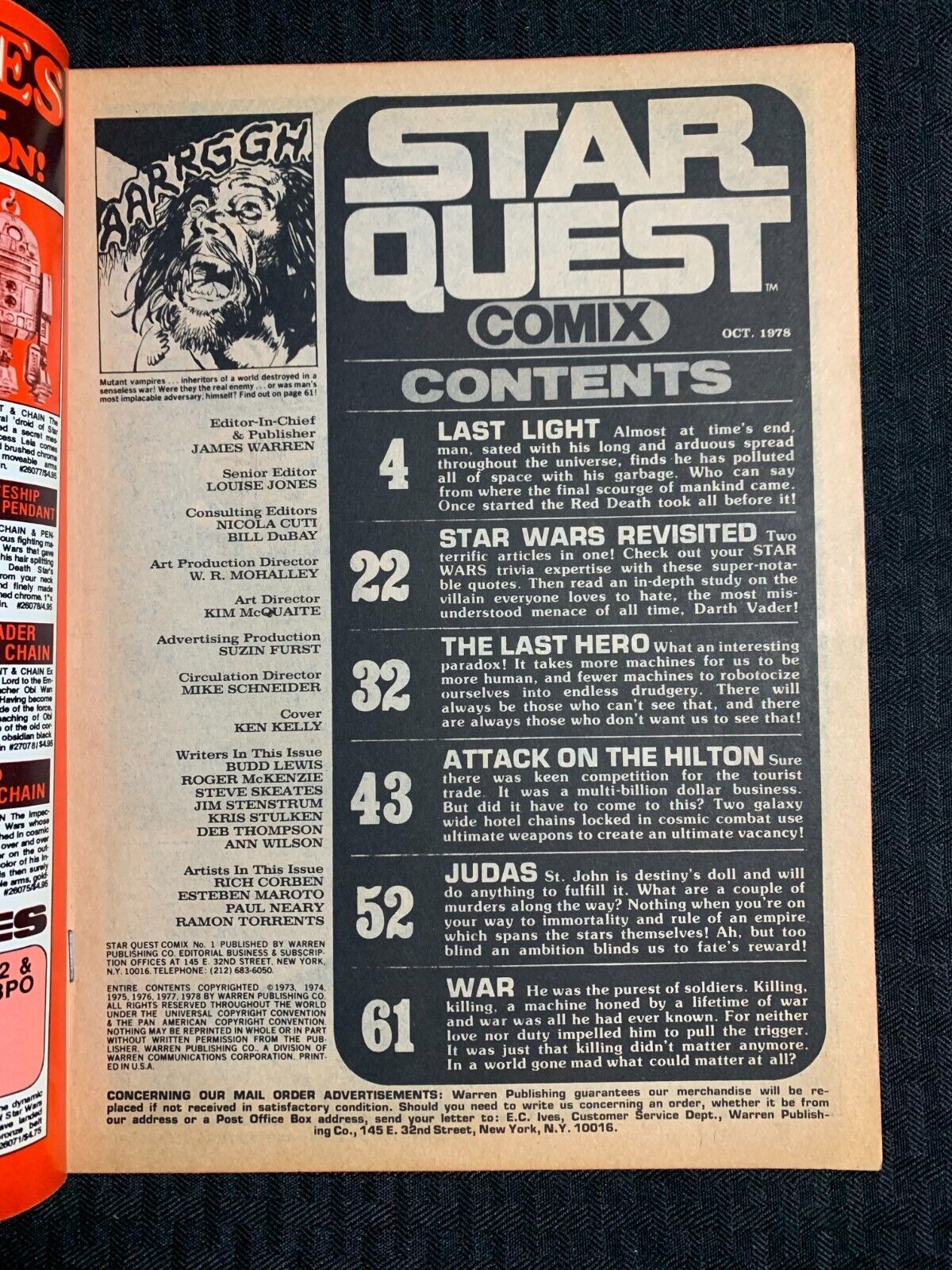 1978 STAR QUEST COMIX Warren Magazine #1 VG+ 4.5 Richard Corben ...