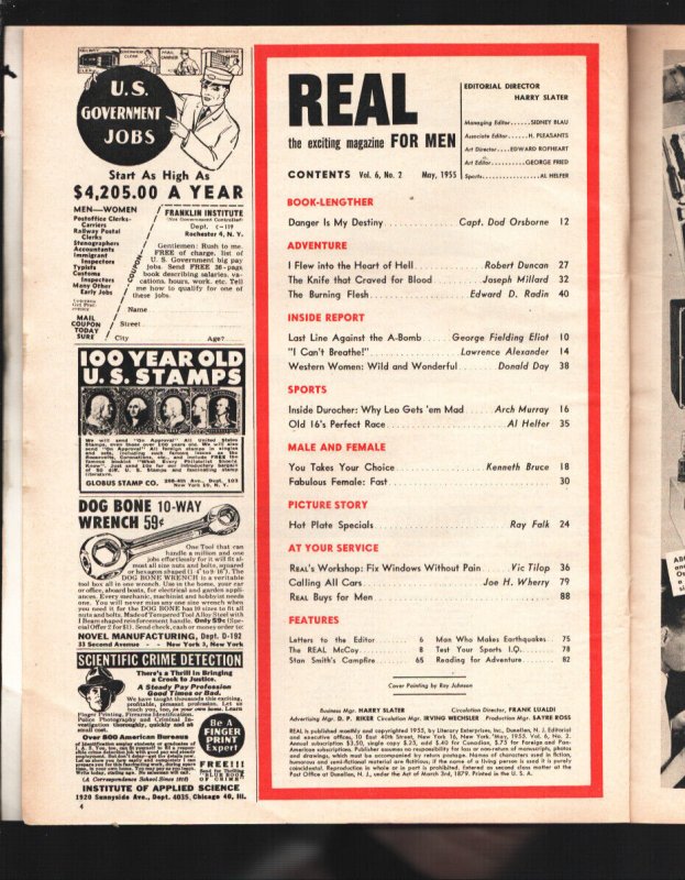 Real For Men 5/1955-Electric chair-Jim Bowie-Alamo-cheesecake-Rita ...