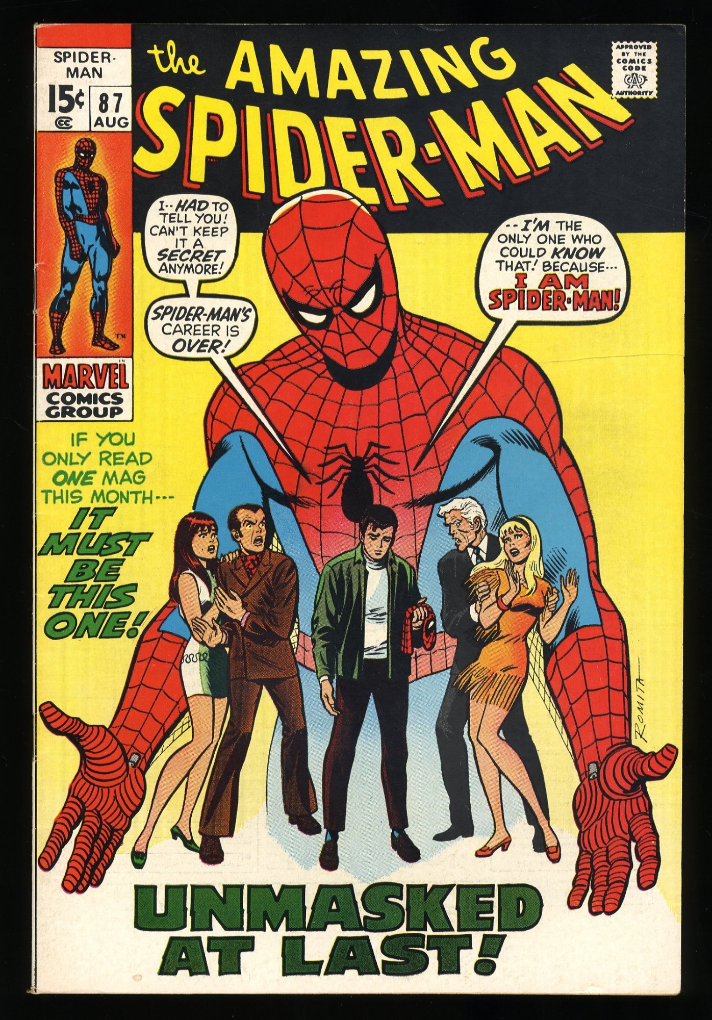 Amazing Spider-Man #87 FN/VF 7.0 Identity Revealed! John Romita Jr ...