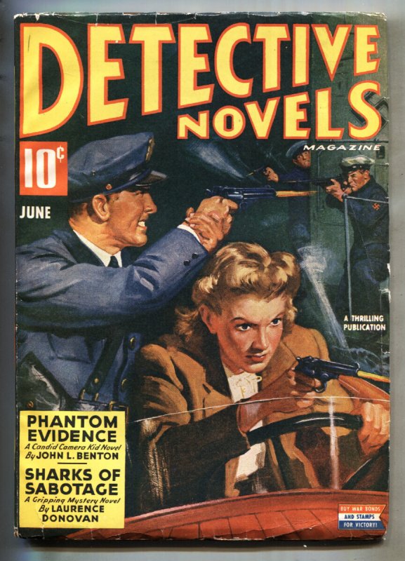 Detective Novels 6/1943-German WWII gunfight cover-rare pulp magazine ...