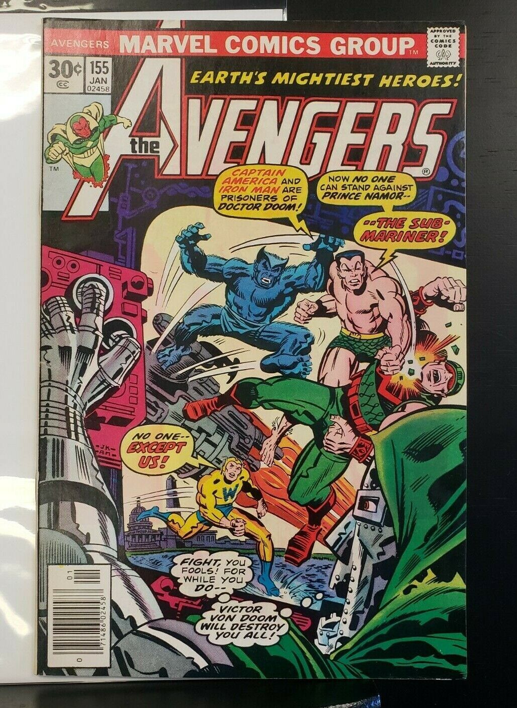 The Avengers #155 (Vf) Bagged & Boarded, Newsstand, Jack Kirby, DR Doom ...