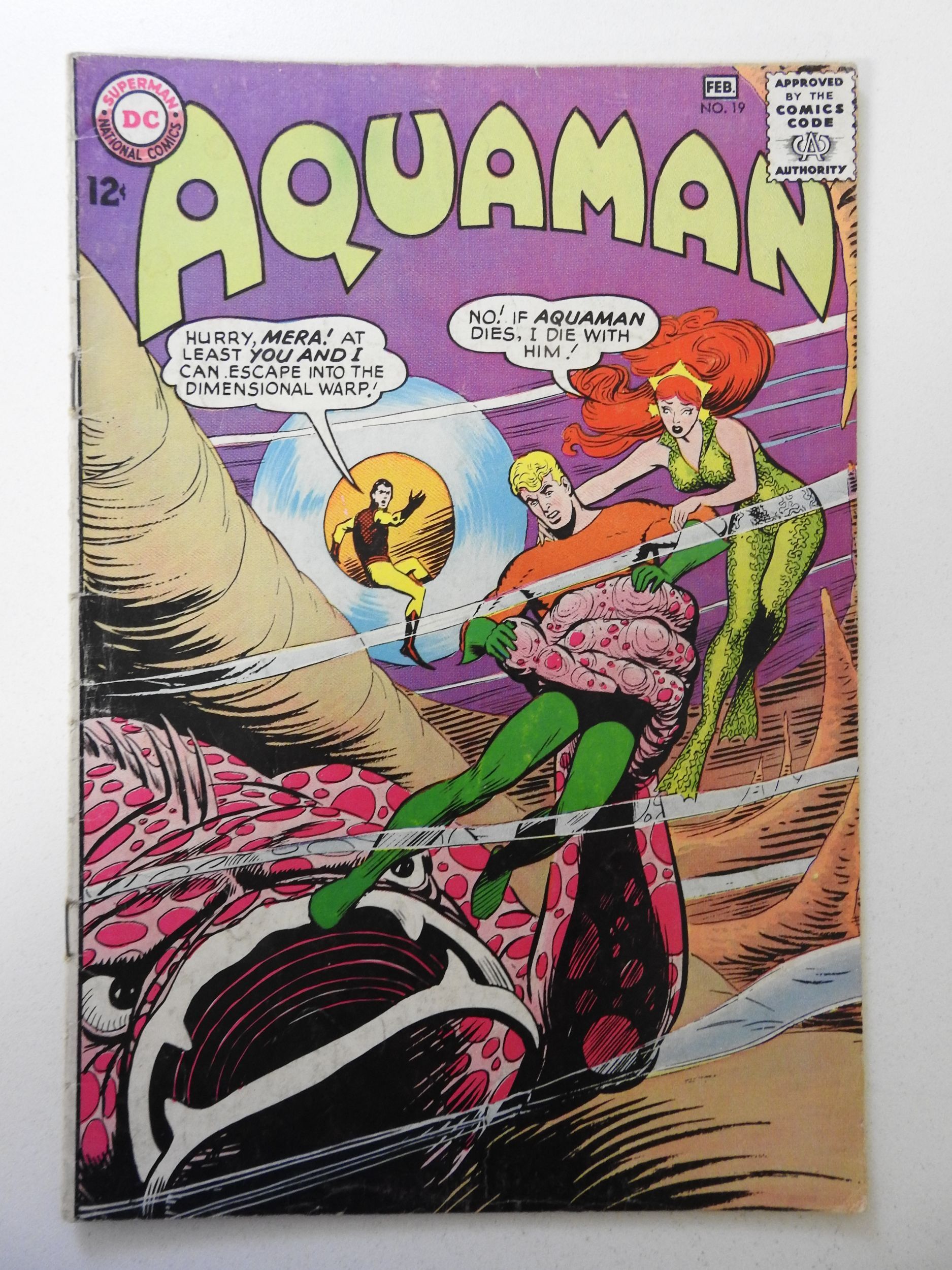 Aquaman #19 (1965) GD Condition 3 centerfold wraps detached, ink on fc ...