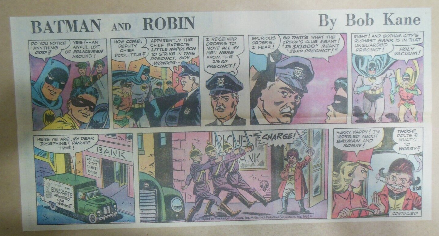 Batman Sunday by Bob Kane from 8/28/1966 Size: 7.5 x 15 inches Little ...