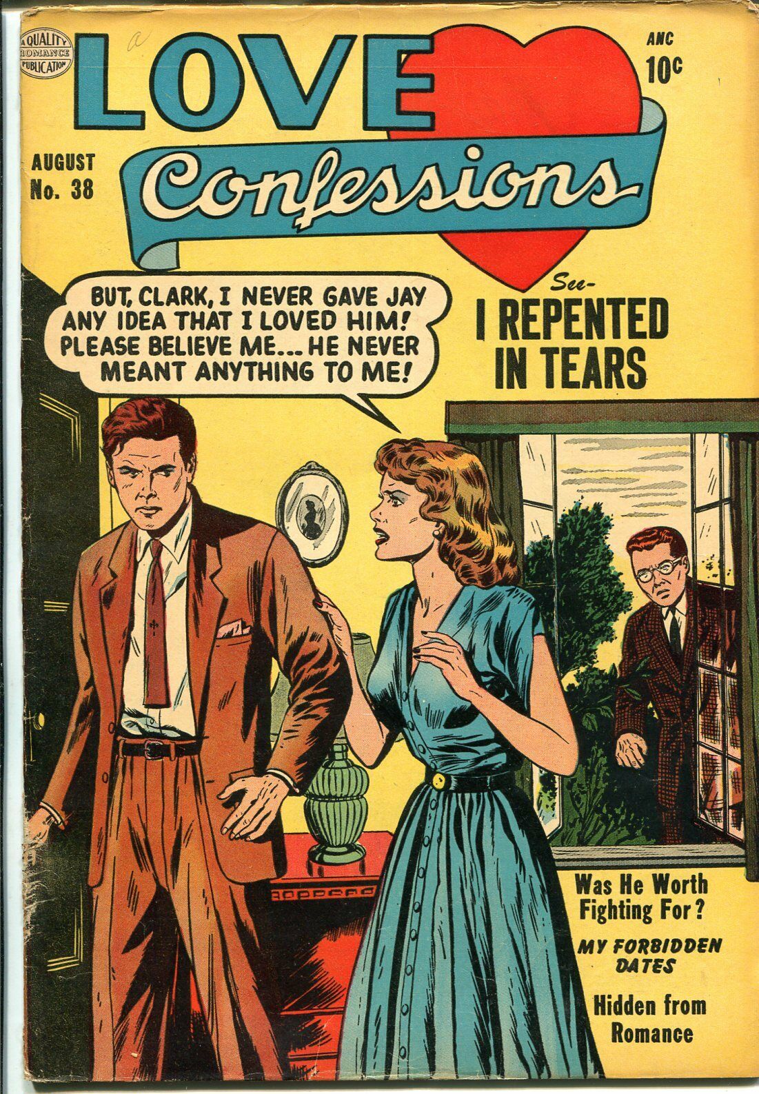 Love Confessions #38 1954-Quality-Peeping Tom cover & story-spicy art ...
