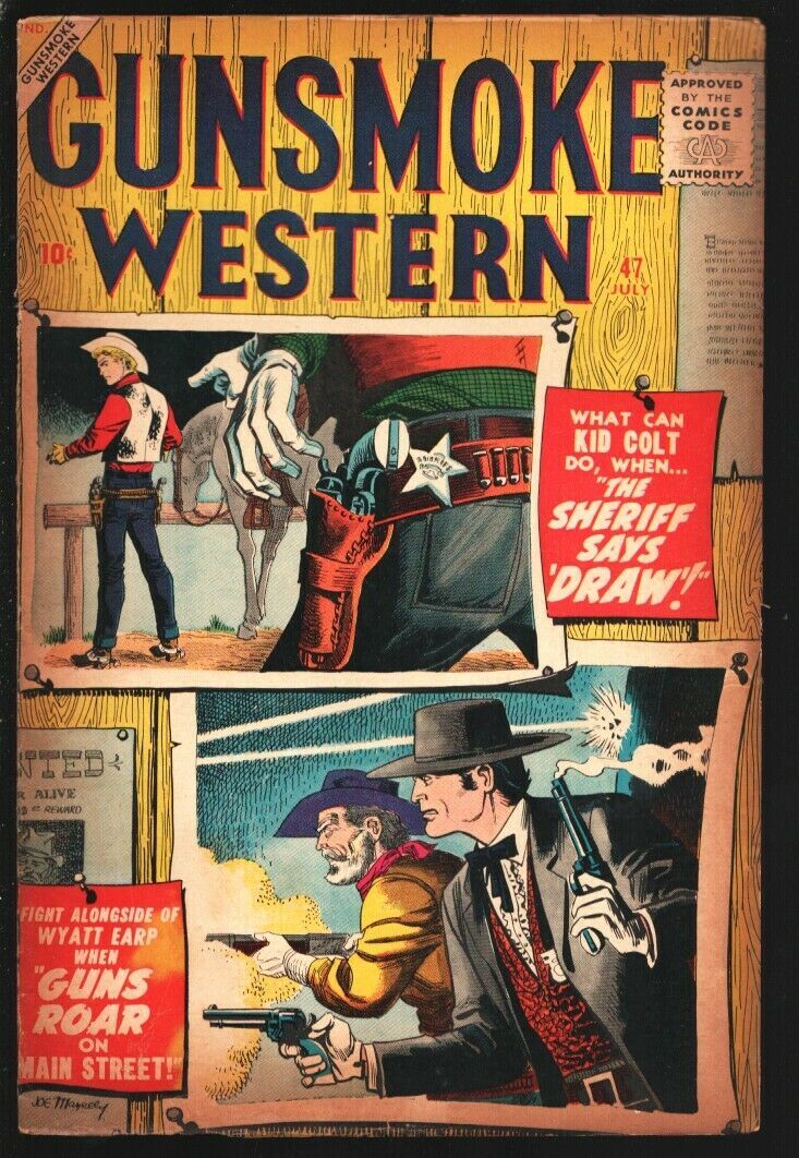 Gunsmoke Western #47 1958-Atlas-Kid Colt & Wyatt Earp cover by Joe ...