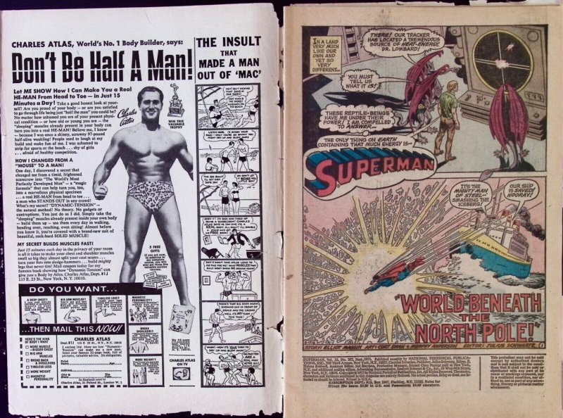 SUPERMAN Comic Issue 267 — Detached Cover Morgan Edge Villain — 1973 DC ...