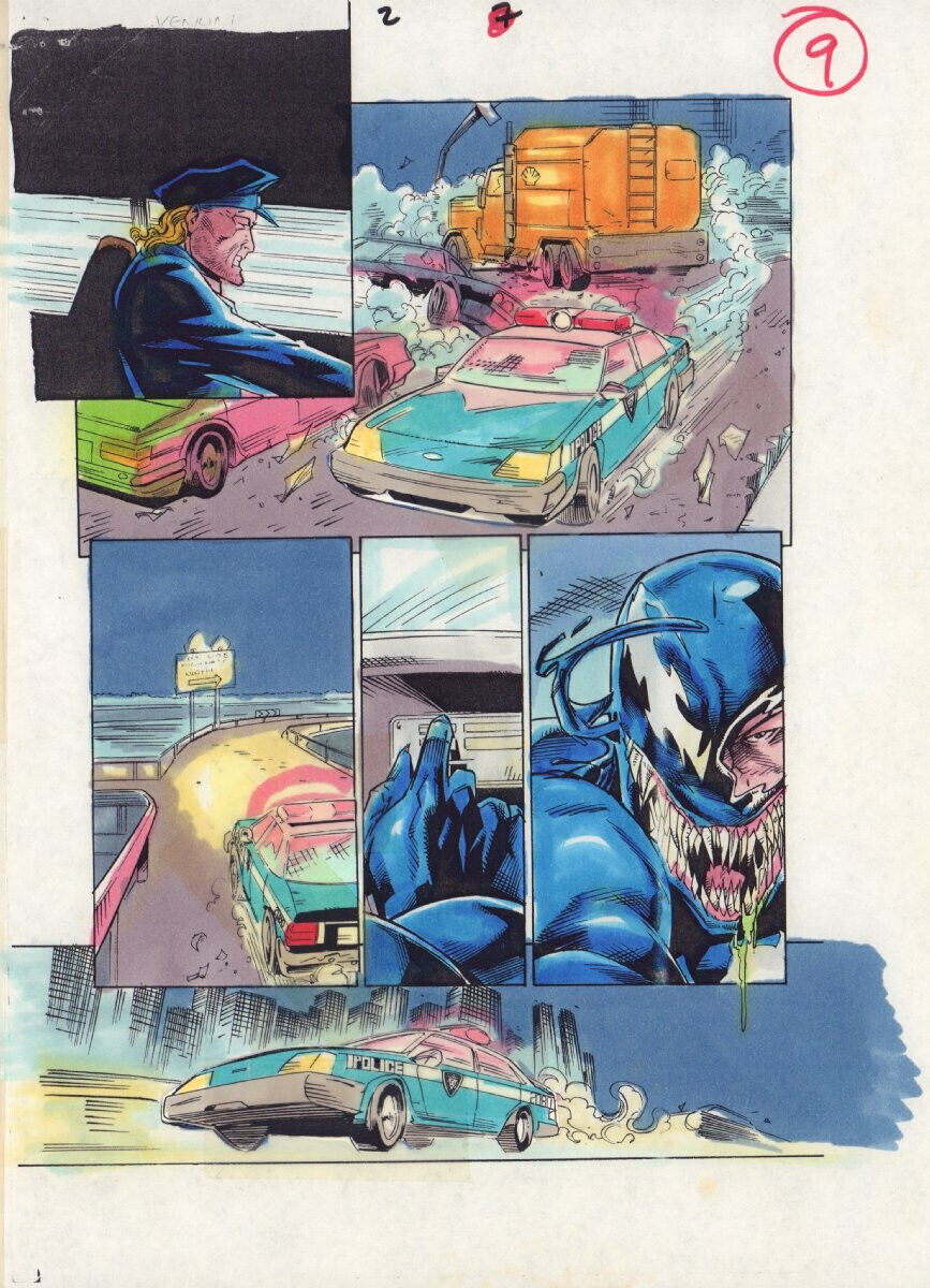 Venom: Carnage Unleashed #2 p.9 Color Guide - Venom Driving Recklessly ...