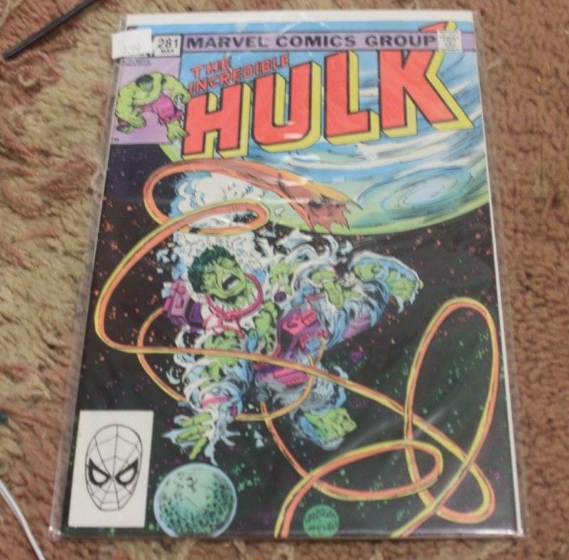 Incredible Hulk comic # 281 1983, Marvel leader rick jones in space+ ...