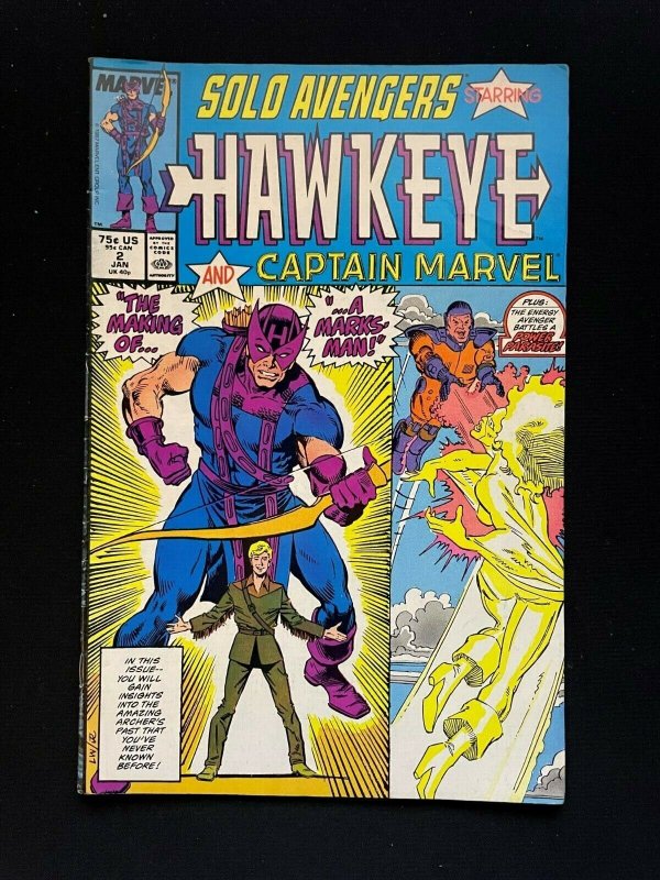 Solo Avengers #2 Hawkeye and Captain Marvel Jan 1988 Marvel Comics ...
