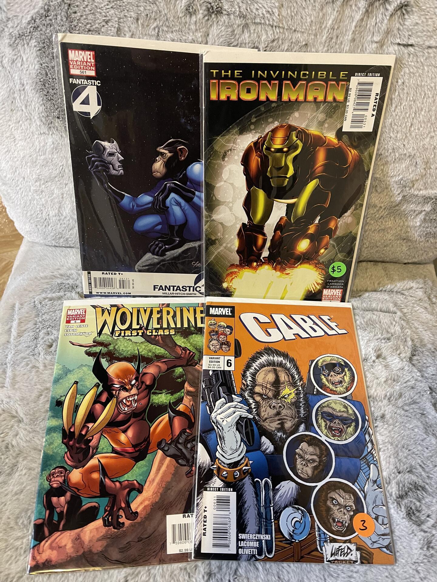 Lot of Marvel Monkey Variants Fantastic Four, Cable, Iron Man ...