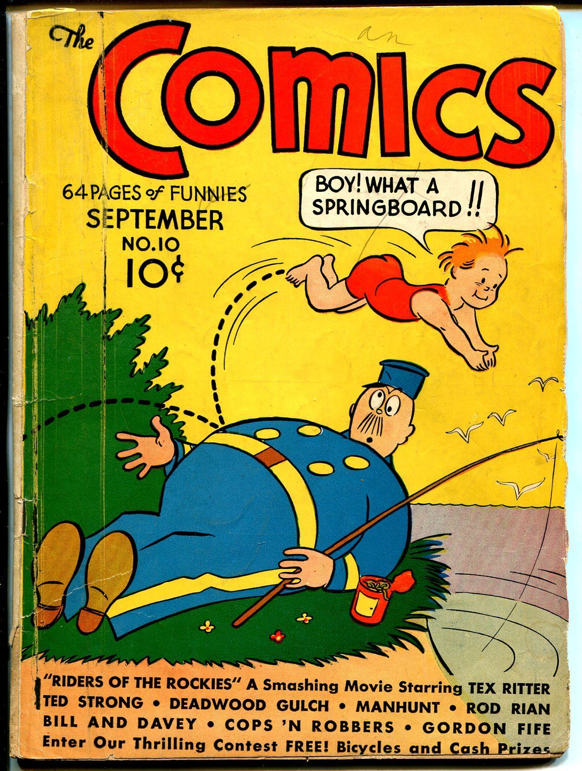 Comics #10 1938-Dell-early Tex Ritter-Rod Rian Sky Police-sci-fi-FBI ...