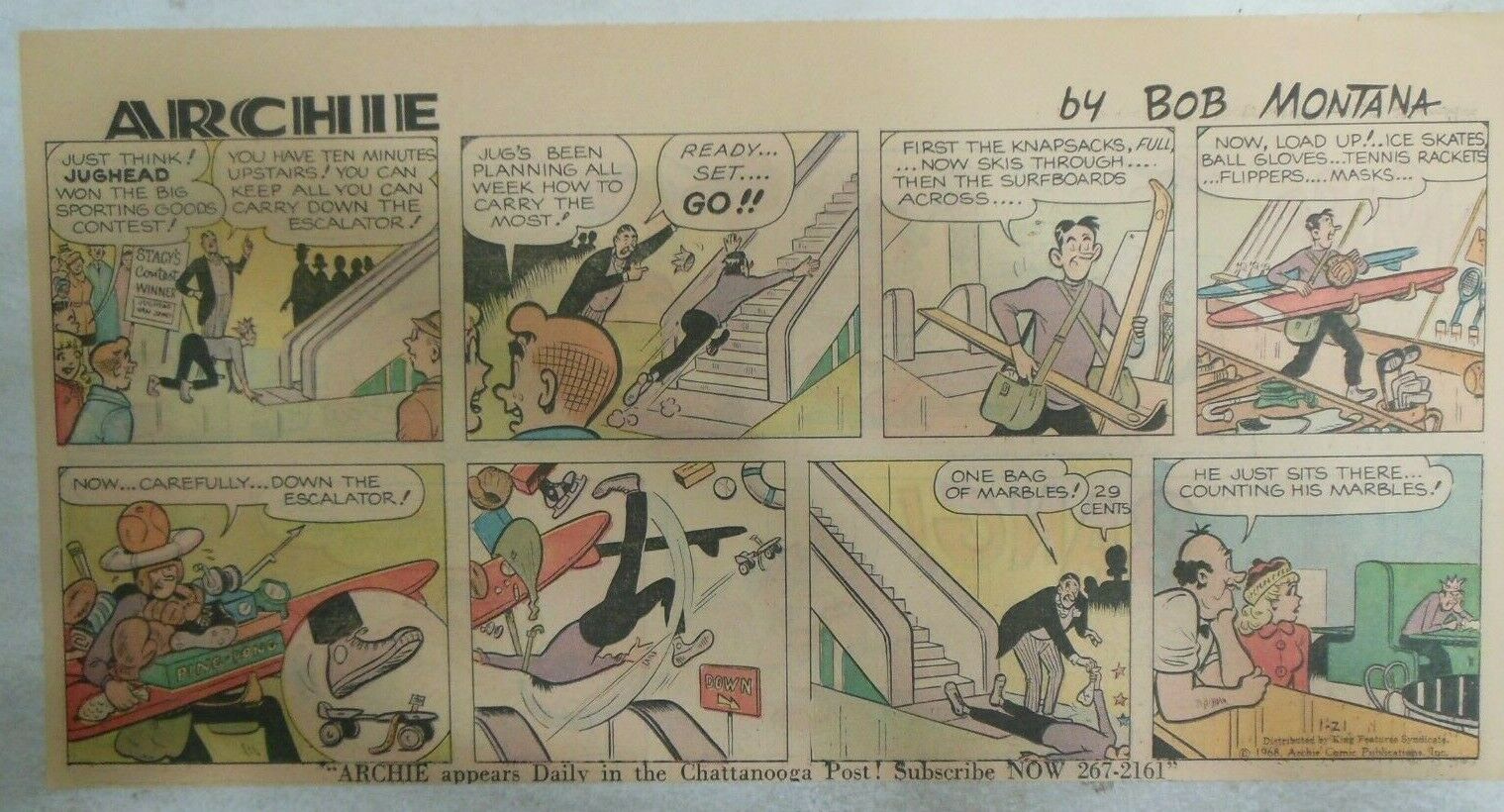 (34) Archie Sunday Pages by Bob Montana from 1968 Third Page Size Color ...