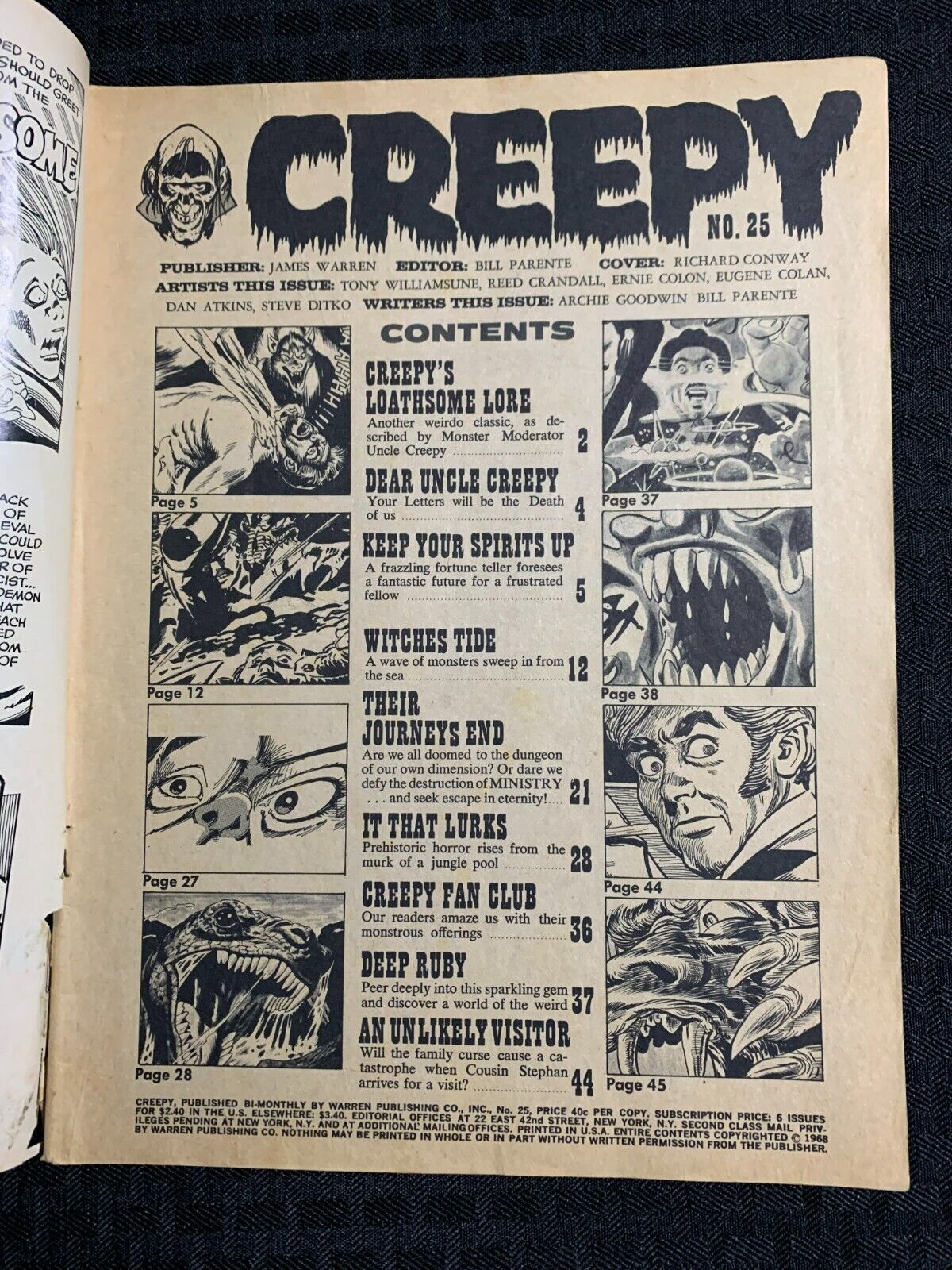 1968 CREEPY Warren Magazine #25 GD+ 2.5 Gene Colan / Reed Crandall ...