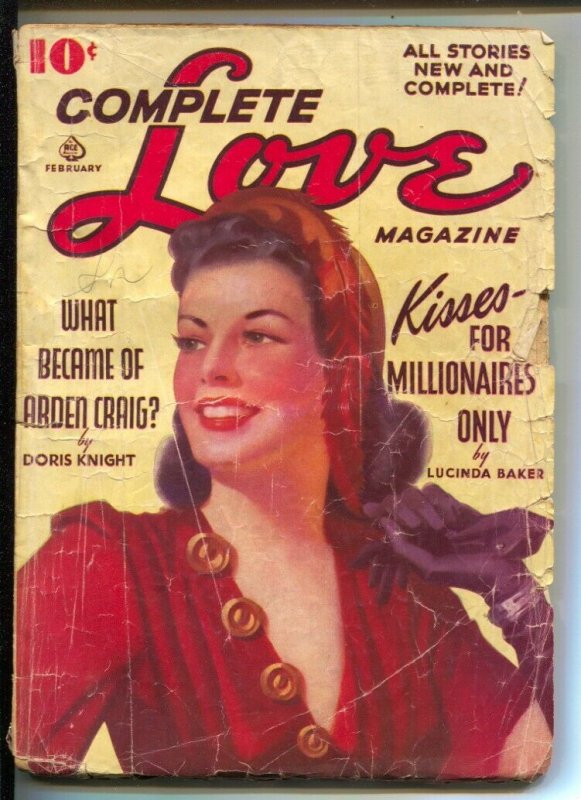 Complete Love 2/1941-Ace-pin-up girl portrait cover-pulp thrills-Doris ...