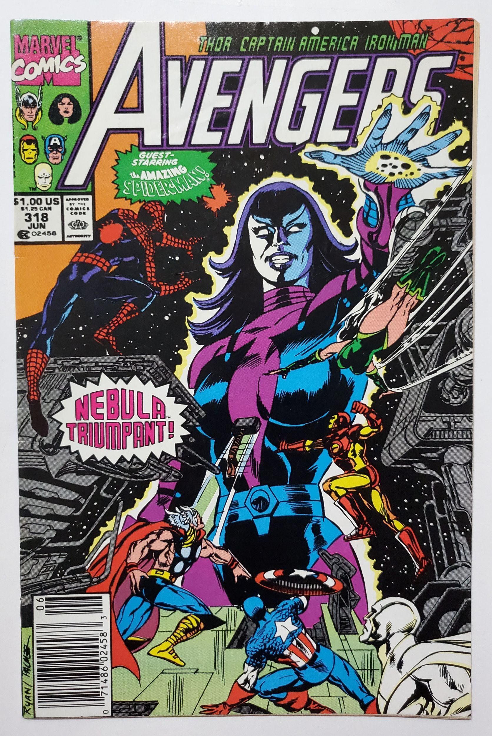 The Avengers #318 (1990) FINE+ Guest Starring the Amazing Spider-Man ...