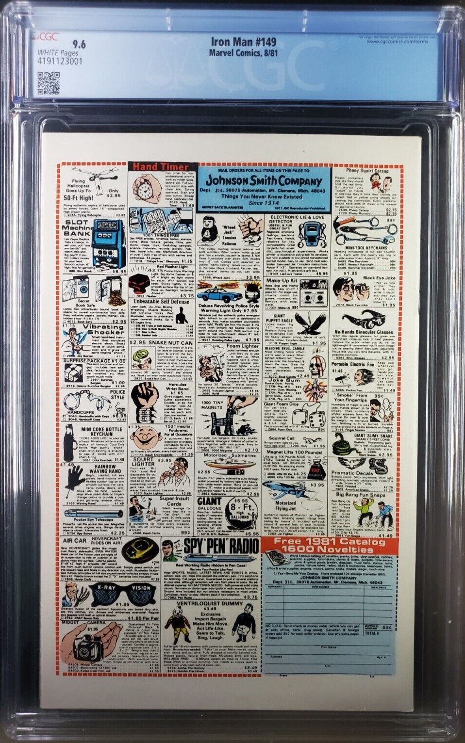Iron MAN #149 (1981) CGC 9.6 NM+ White Pages Doctor Doom Doomquest ...