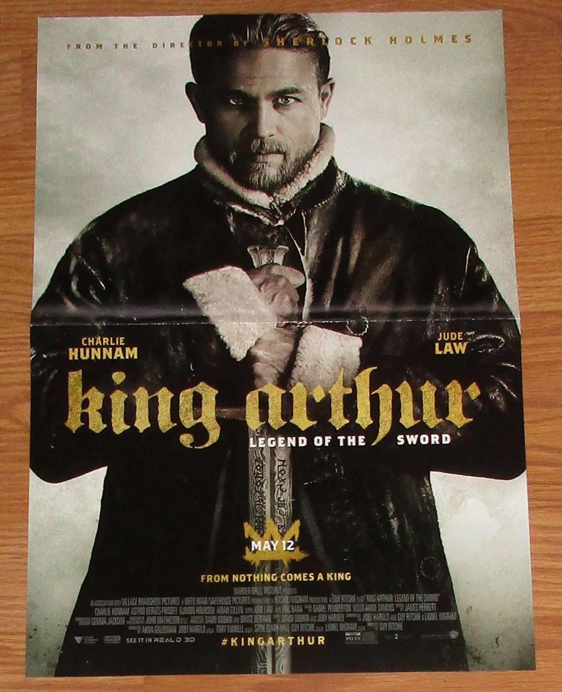 King Arthur Movie Charlie Hunnam Folded Promo Poster 11.5" x 17" (2017 ...