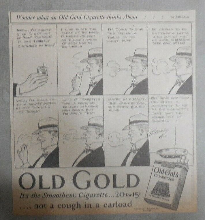 Old Gold Cigarette Ad: 3 Claire Briggs Old Gold Comic Ads 1927 Size 8 x ...