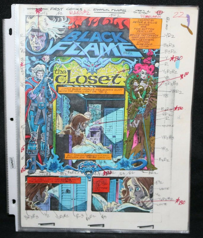 Mars #2 8pg Story Color Guide Art Black Flame 'Closet' - 1984 by Bruce ...