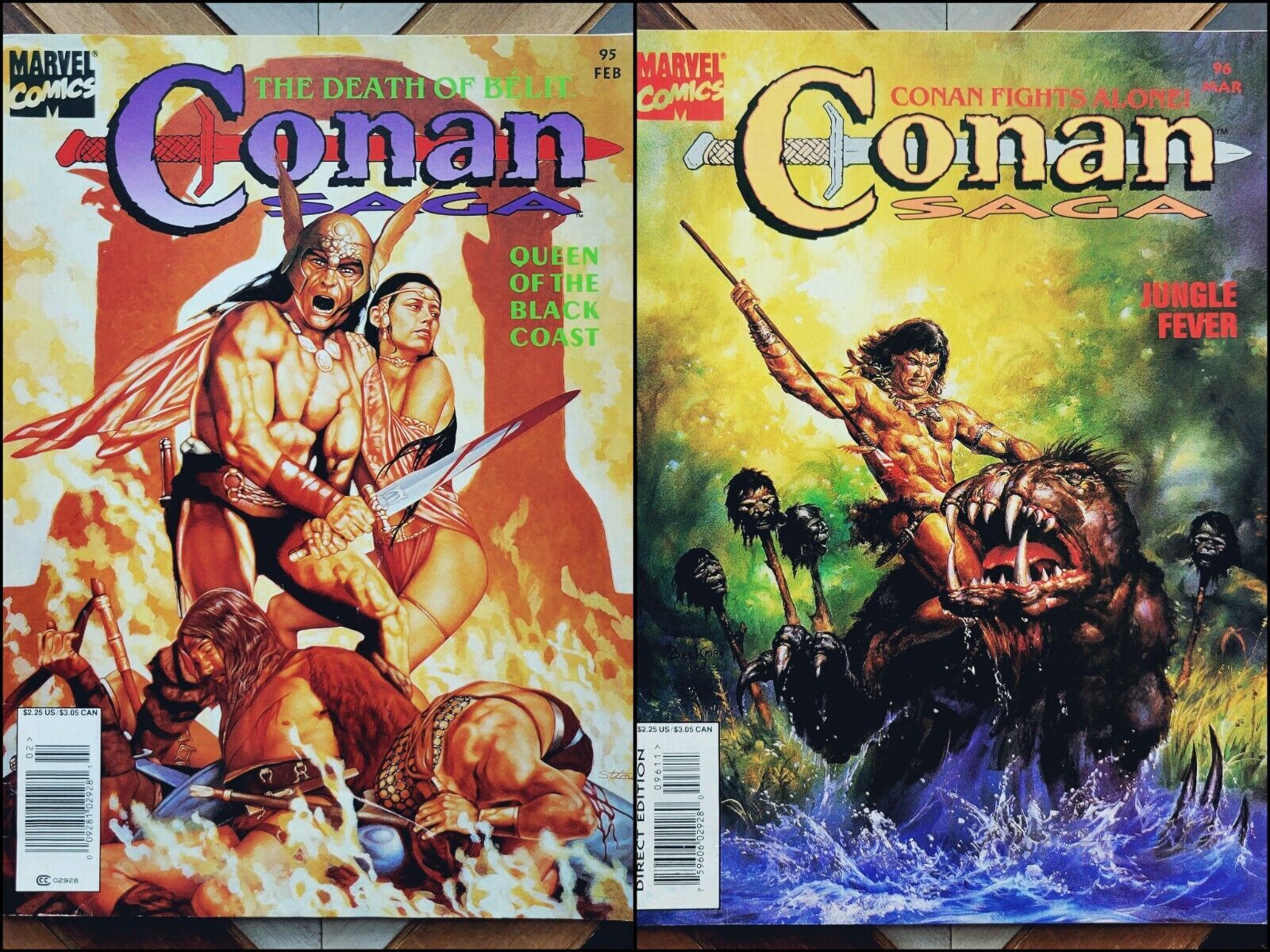 CONAN SAGA #95 & 96 (Marvel 1995) John Buscema Co-starring BELIT + Cover Pinups | Comic Books ...