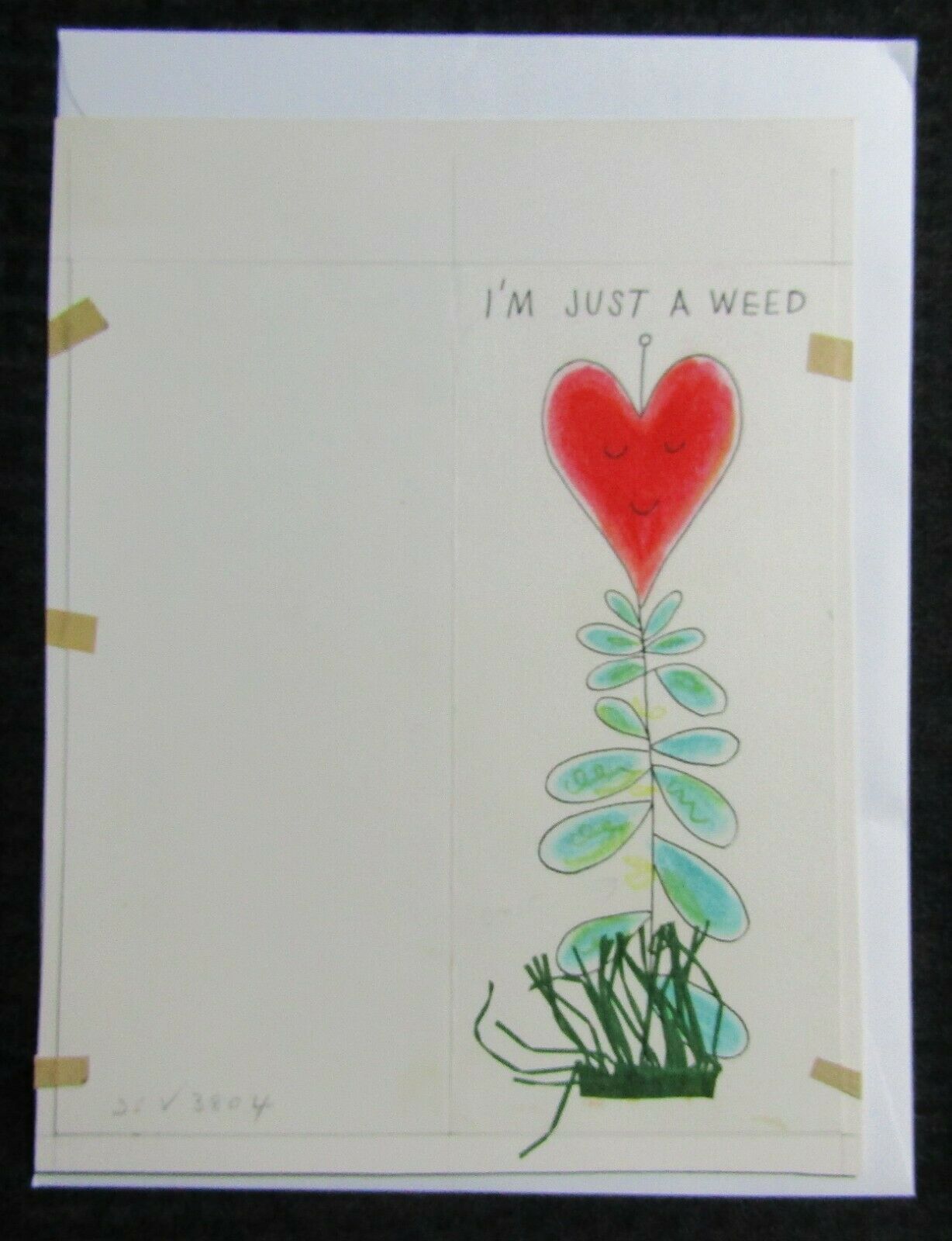I'M JUST A WEED Cartoon read Heart Flower 8x9" Greeting Card Art #V3504 ...
