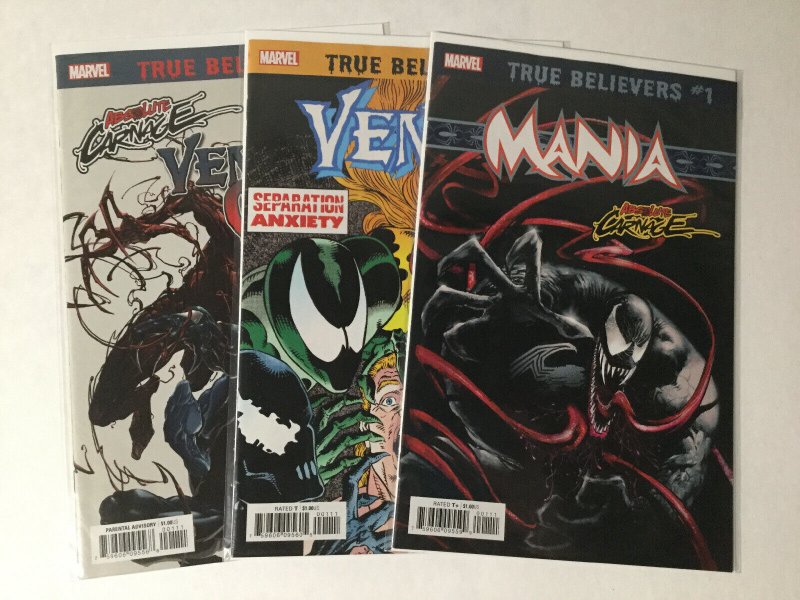 Venom Mania Separation Anxiety Carnage True Believers 3 Lot Near Mint ...