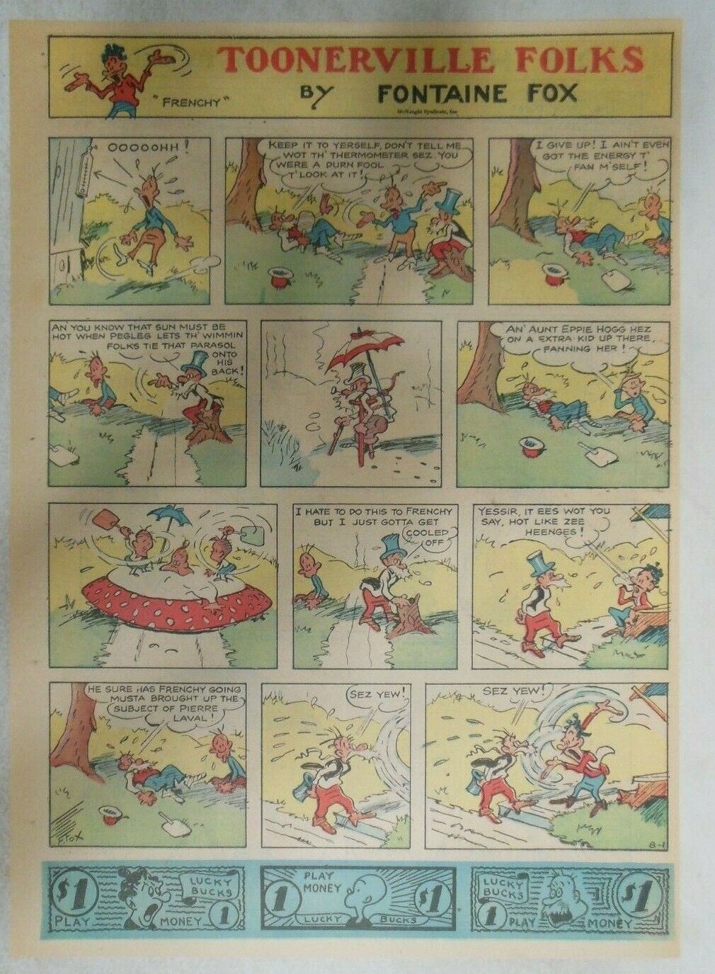 Toonerville Folks by Fontaine Fox from 8/1/1943 Tabloid Size Color Page ...