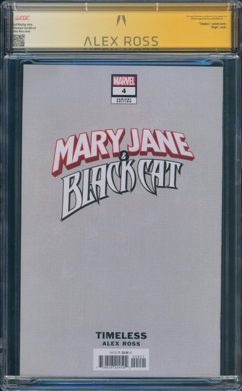 Mary Jane & Black Cat #4 CGC 9.8 SS Alex Ross Signed Timeless Virgin ...