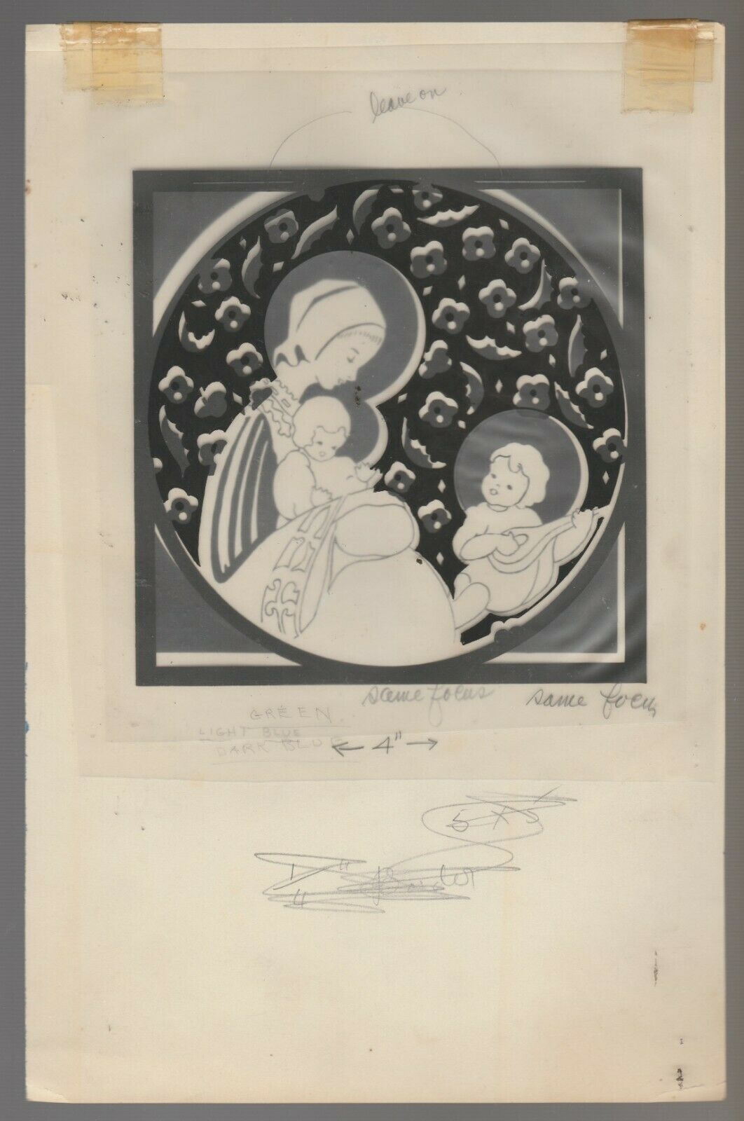 CHRISTMAS Family w/ Baby & Child Playing Mandolin 7x11" Greeting Card ...