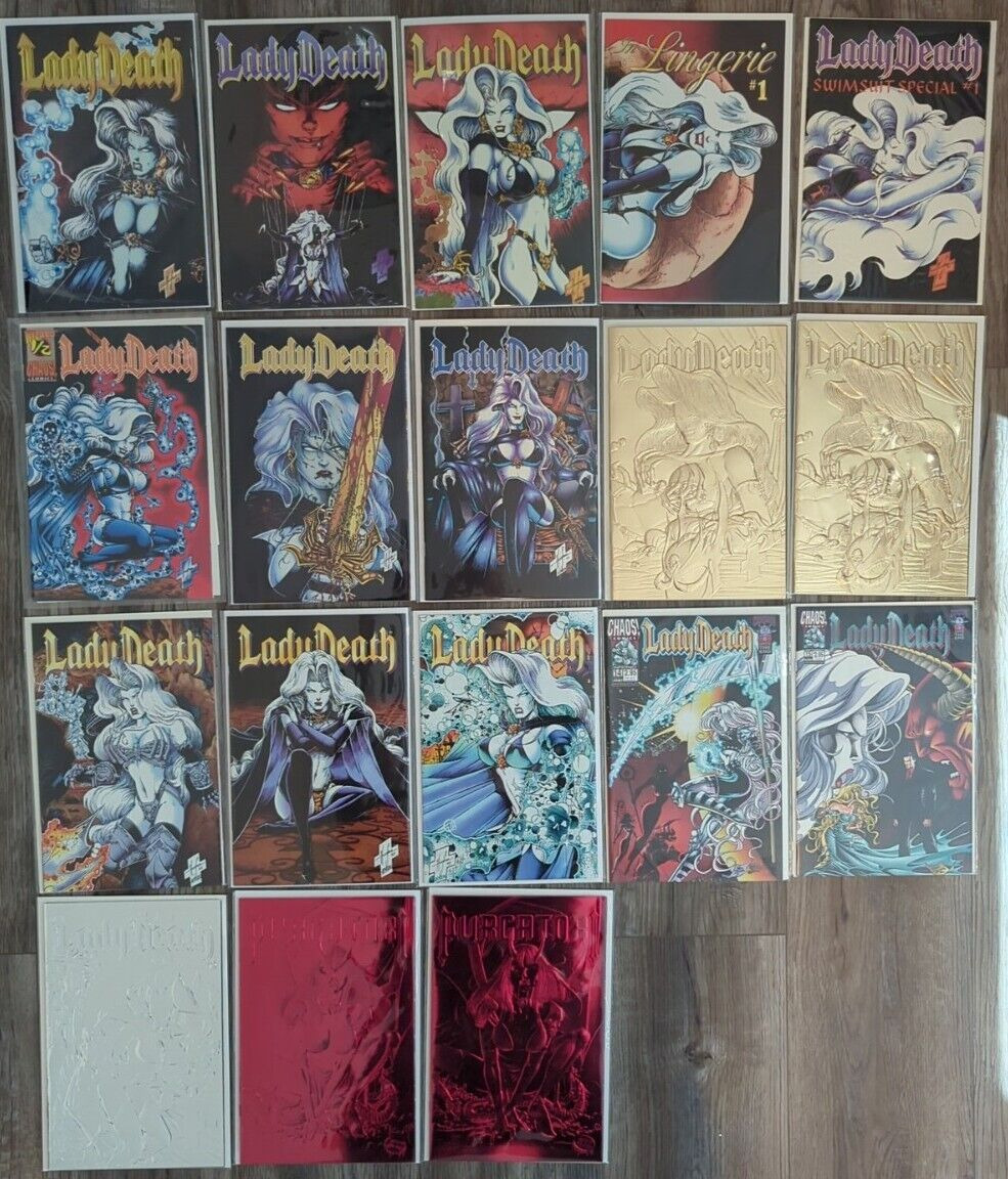 LADY DEATH Comic Lot of 18 Between Heaven & Hell, Odyssey, The ...