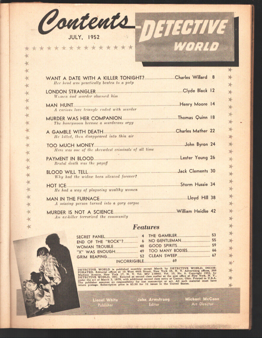 Detective World 7/1952-Spicy woman cover art-London Strangler Manhunt ...