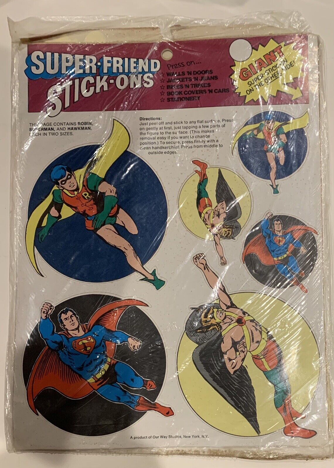 Vintage 1973 DC Super-Friends Stick-On's Sticker Pack! Superman ...