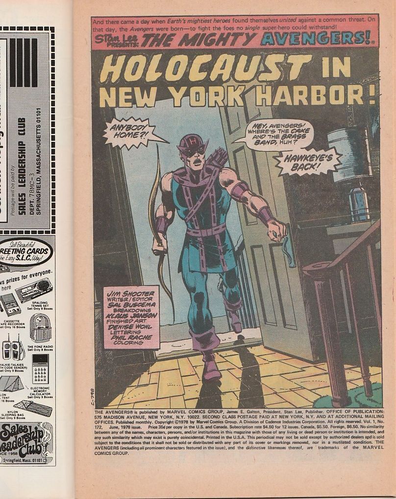Avengers 172 June 1978 Hawkeye Ms Marvel Tyrak Avengers Vanish Korvac ...