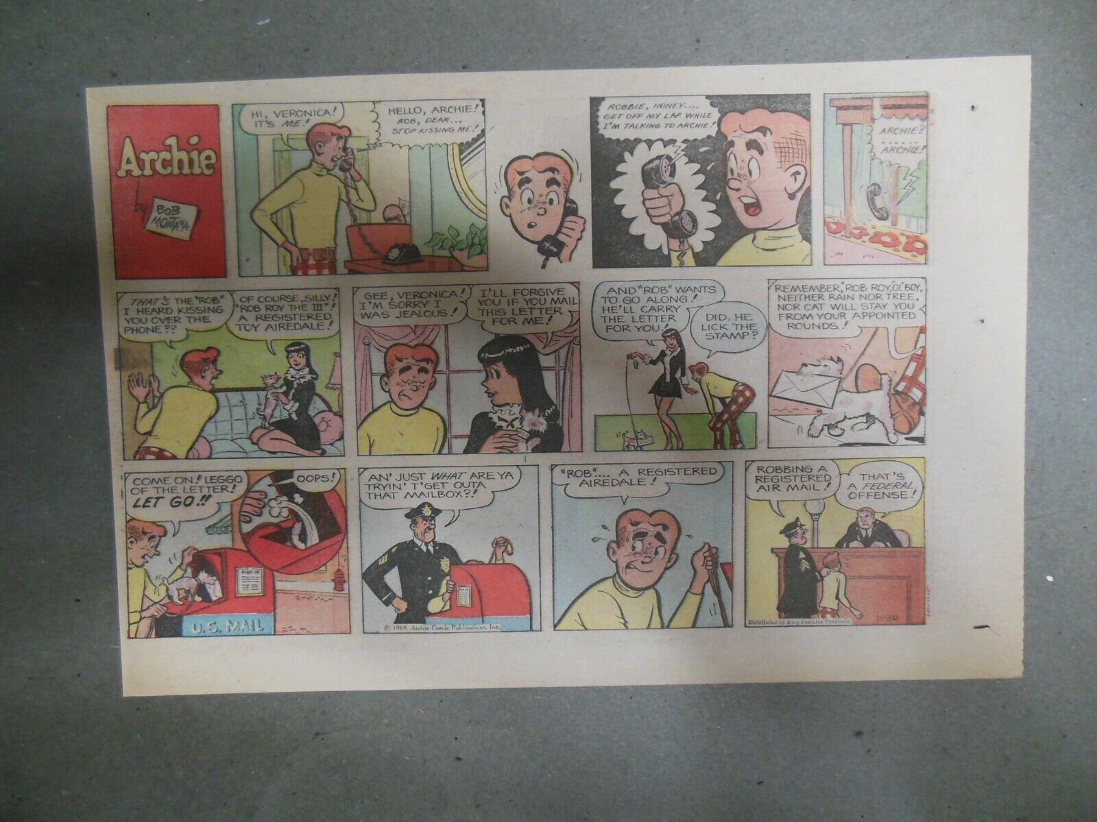 (27) Archie Sunday Pages by Bob Montana from 1969 Half Tabloid Size 7.5 ...