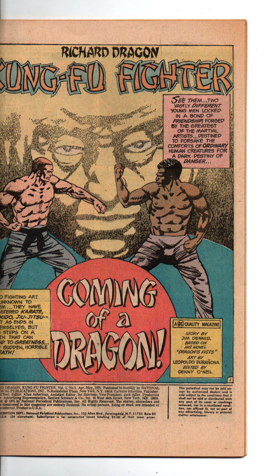 Richard Dragon, Kung-Fu Fighter #1 - 1st Bronze Tiger - KEY - 1975 ...