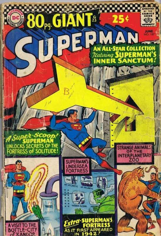 Superman #187 80 Page Giant ORIGINAL Vintage 1966 DC Comics | Comic ...