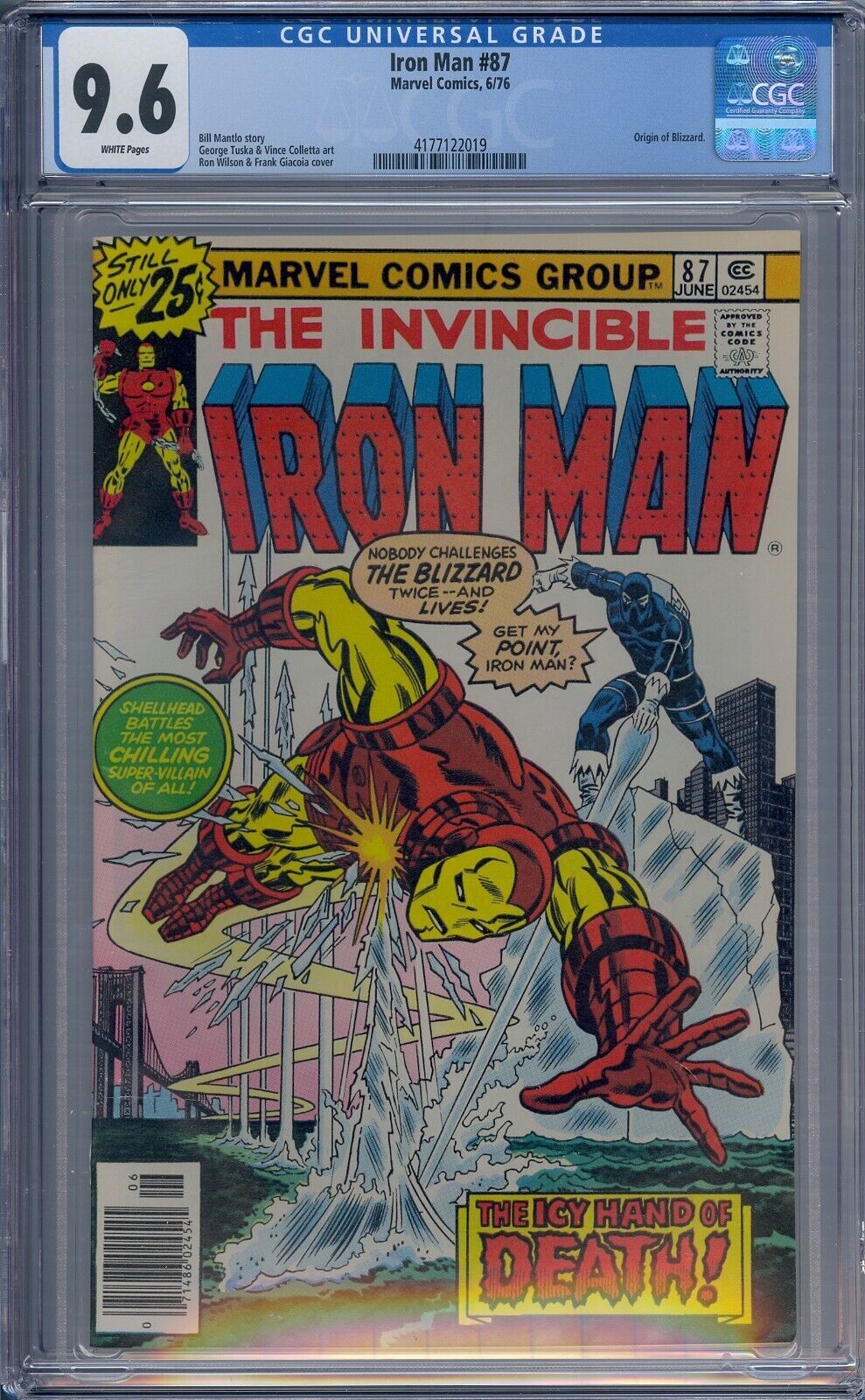 Iron MAN #87 CGC 9.6 Origin of Blizzard George Tuska White Pages ...