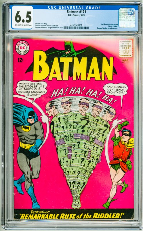 Batman #171 (1965) CGC 6.5! OWW Pages! 1st SA Appearance of the Riddler ...
