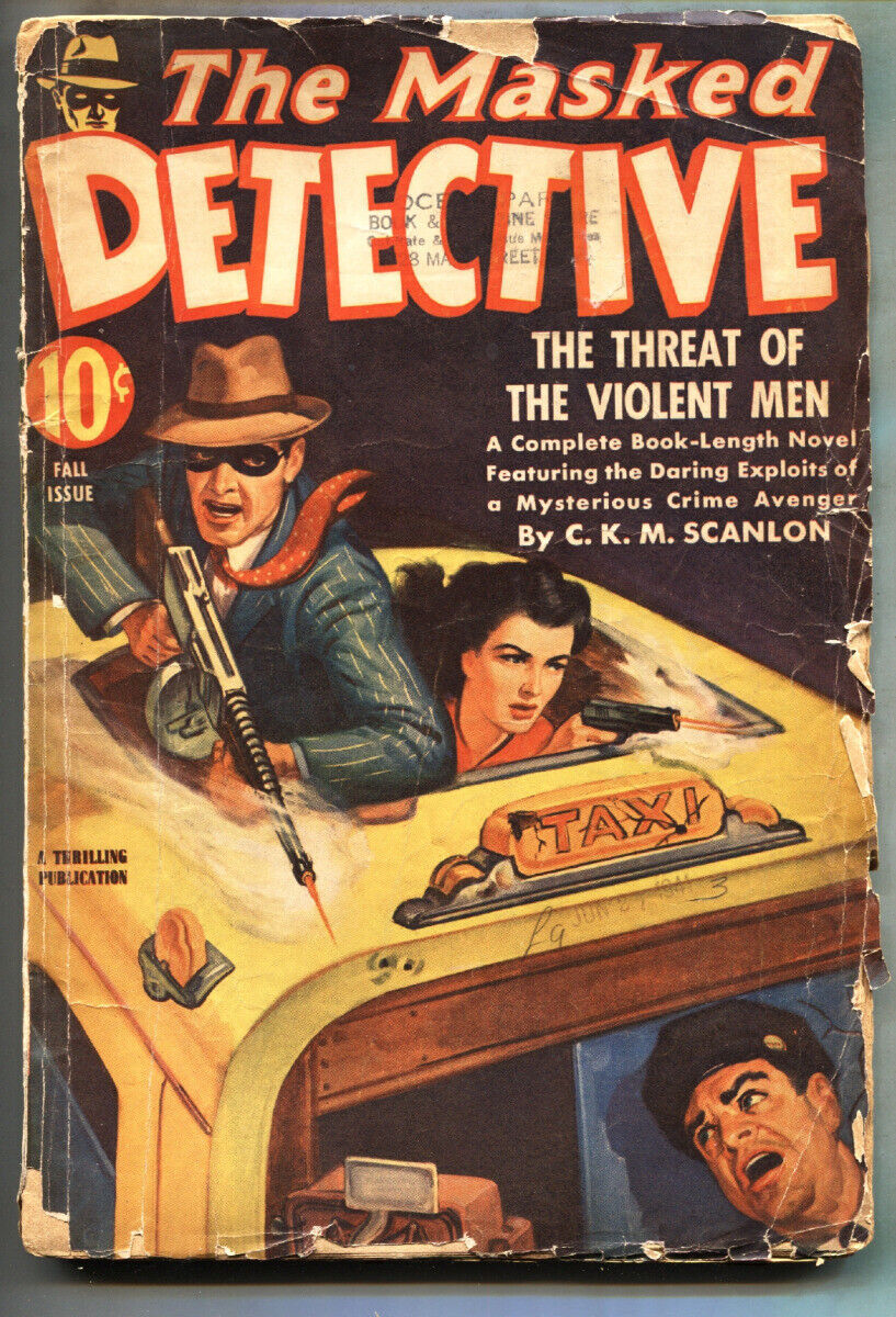 PULP: THE MASKED DETECTIVE Fall 1941-Tommy Gun cover-Rare Pulp Magazine ...