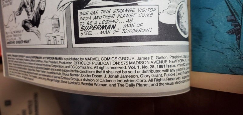 Marvel Treasury Edition 28 Superman And Spider Man 1981 Nm