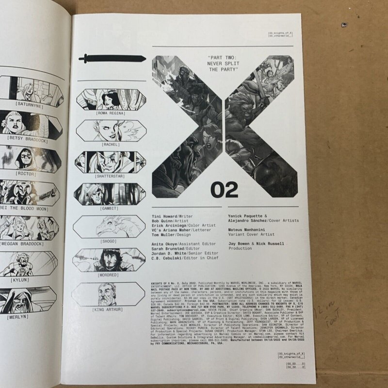 Knights of X #2 2022 Unread Yanick Paquette Main Cover Marvel Comic ...