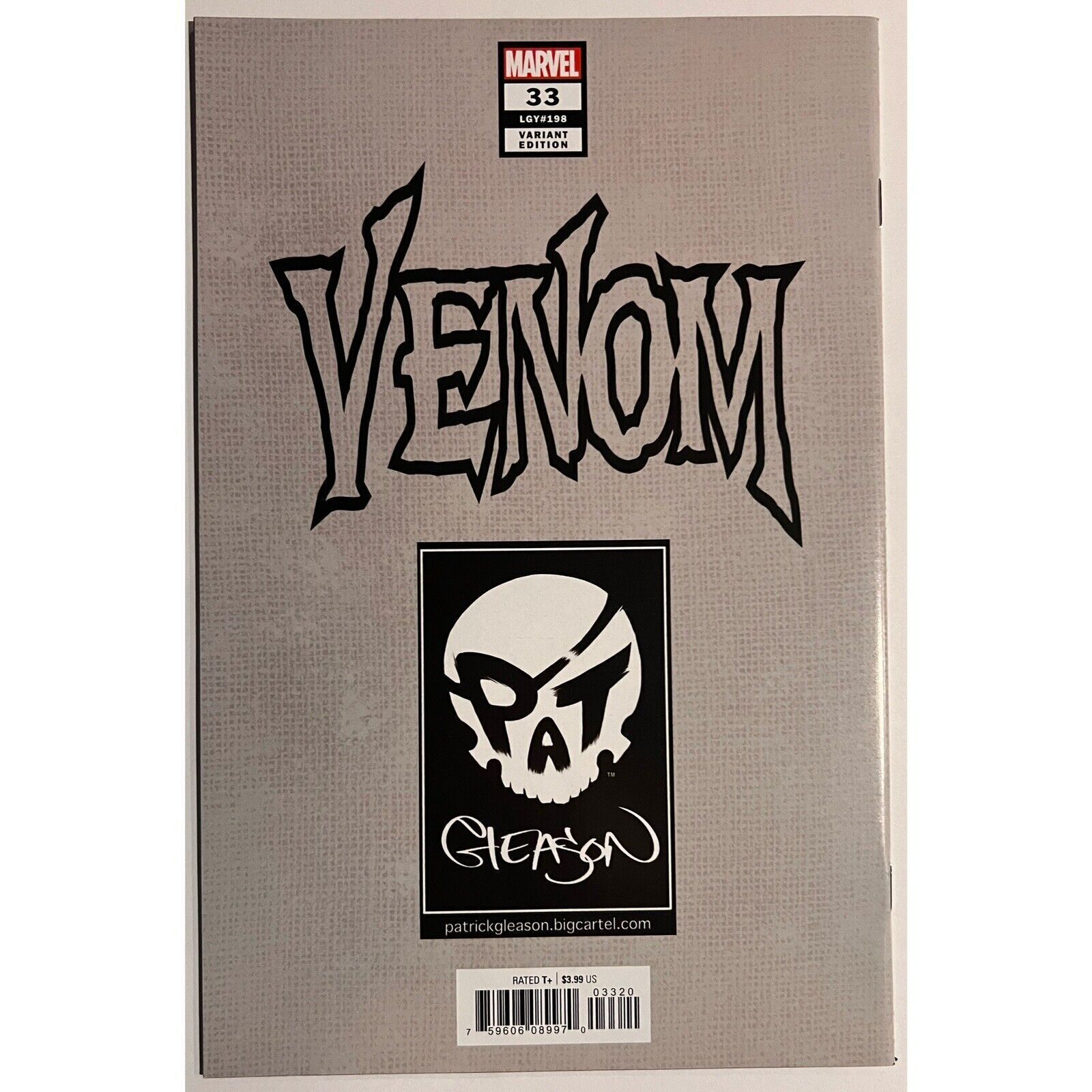 Marvel Comics Venom #33 Gleason Sketch Virgin?COA Limited To 800. NM ...