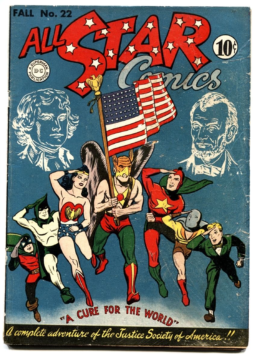 All Star Comics #22 Flag cover Wonder Woman Spectre Atom Hawkman 1944 ...