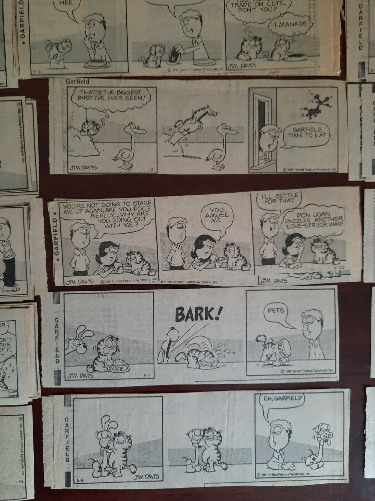 40X Garfield News Paper Comic Strip 1981 lot 7" x 2.5" Vintage good ...
