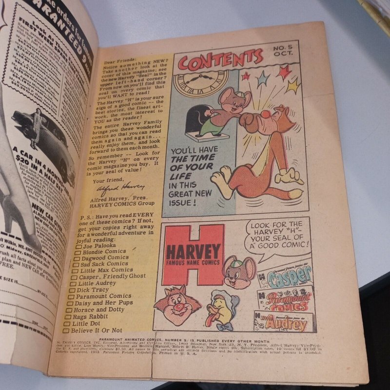 PARAMOUNT ANIMATED COMICS #5 harvey 1953 golden age herman catnip baby ...