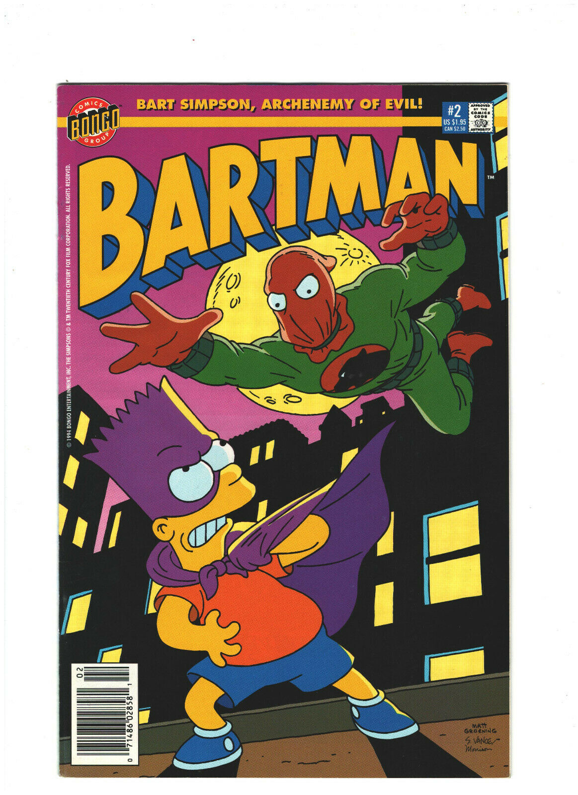 Bartman #FN/VF 7.0 Newsstand Bongo Comics 1994 Bart Simpson | Comic ...