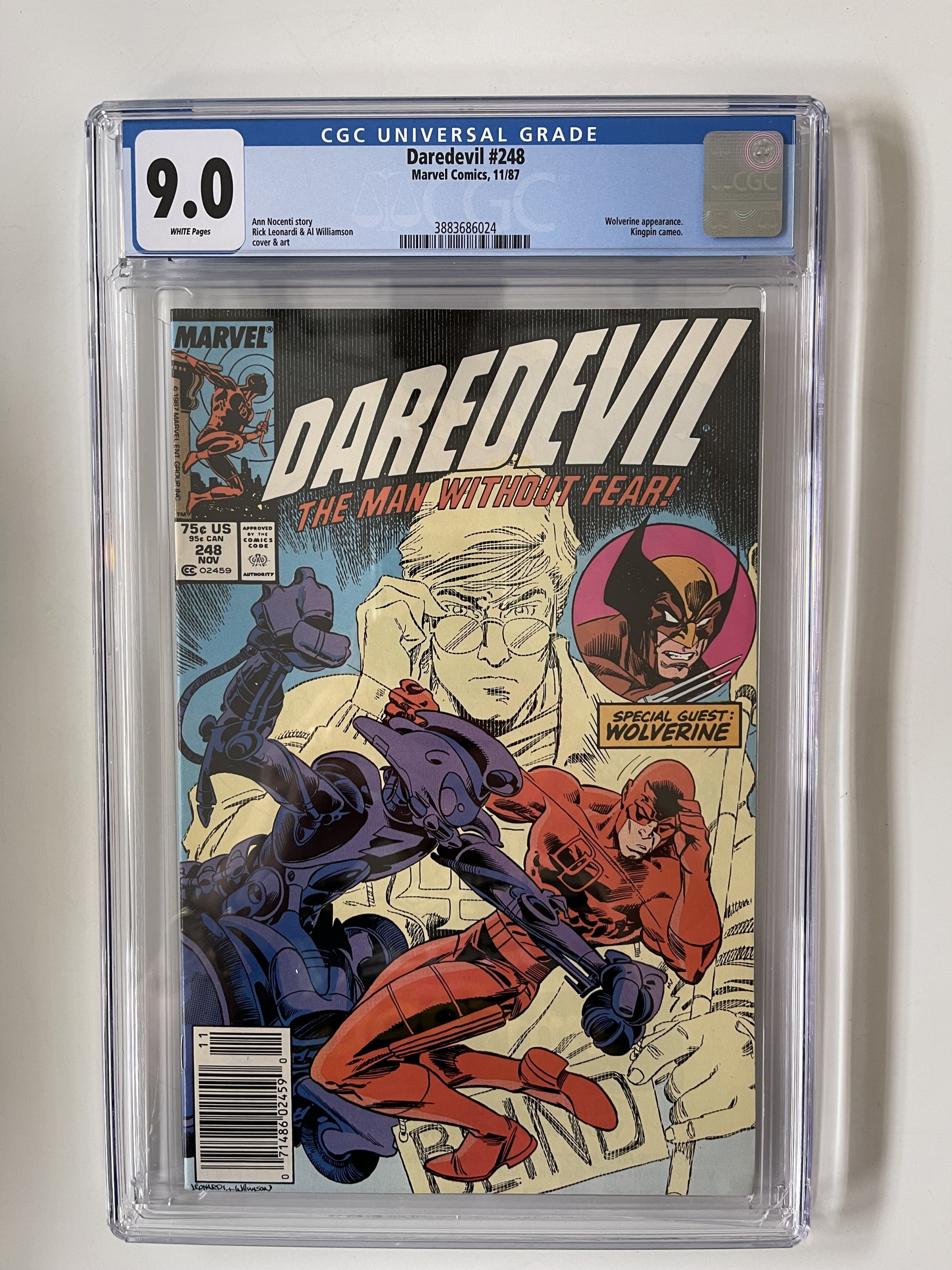 Daredevil #248 CGC 9.0 Newsstand - Wolverine appearance Kingpin Cameo ...