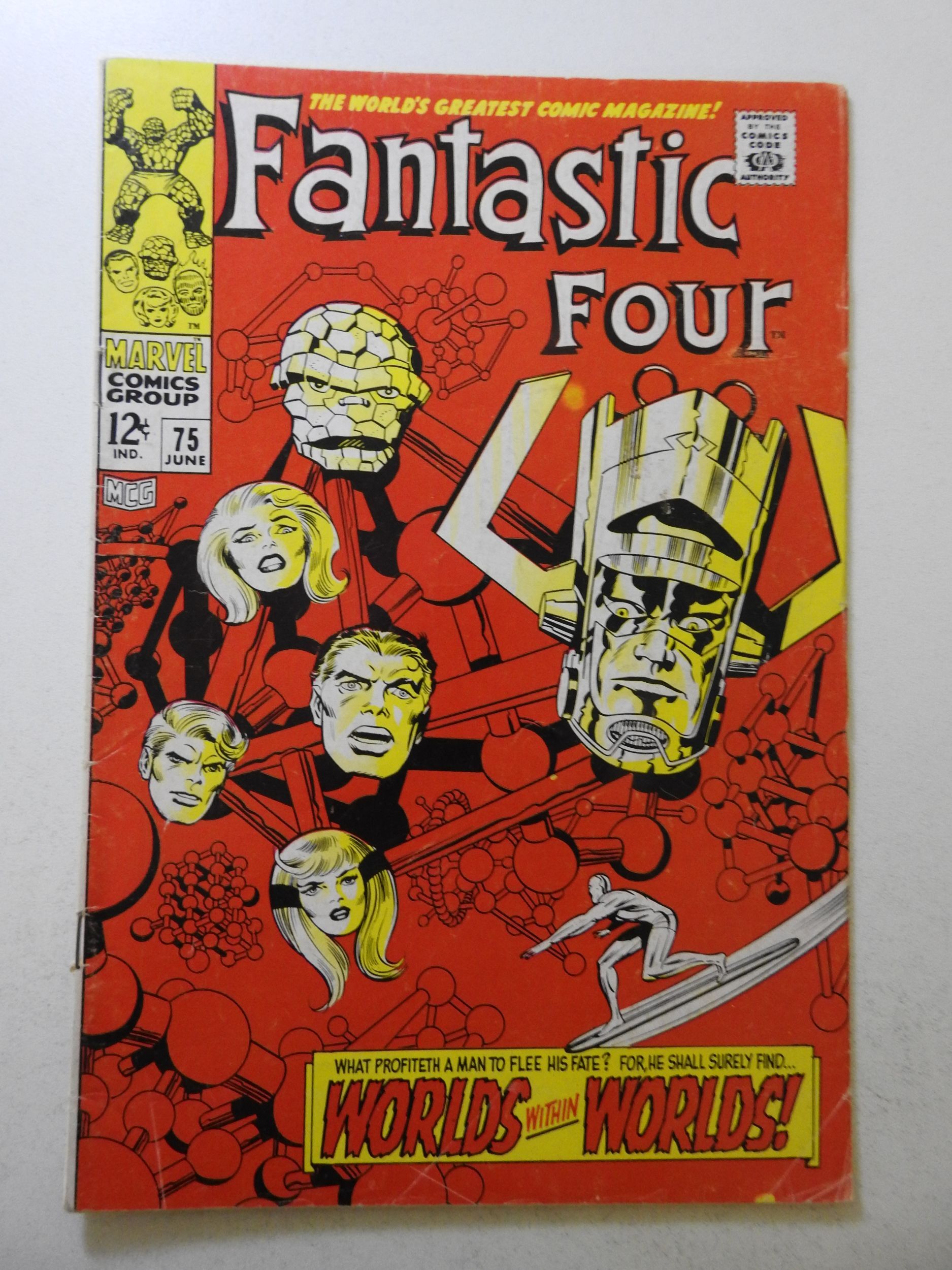 Fantastic Four #75 (1968) VG- Cond 3 centerfold wraps detached bottom ...