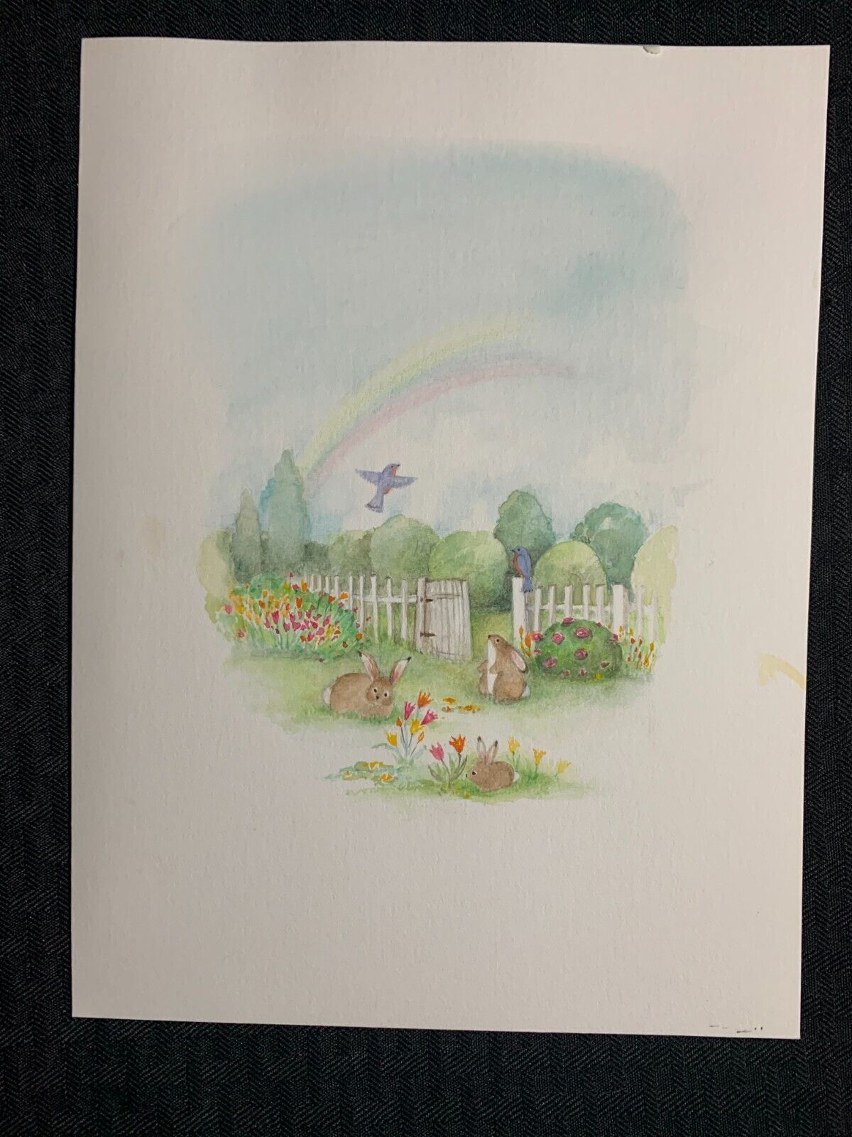 2 WONDERFUL PARENTS Bunny Rabbits Rainbow & Dove 7.5x10" Greeting Card ...