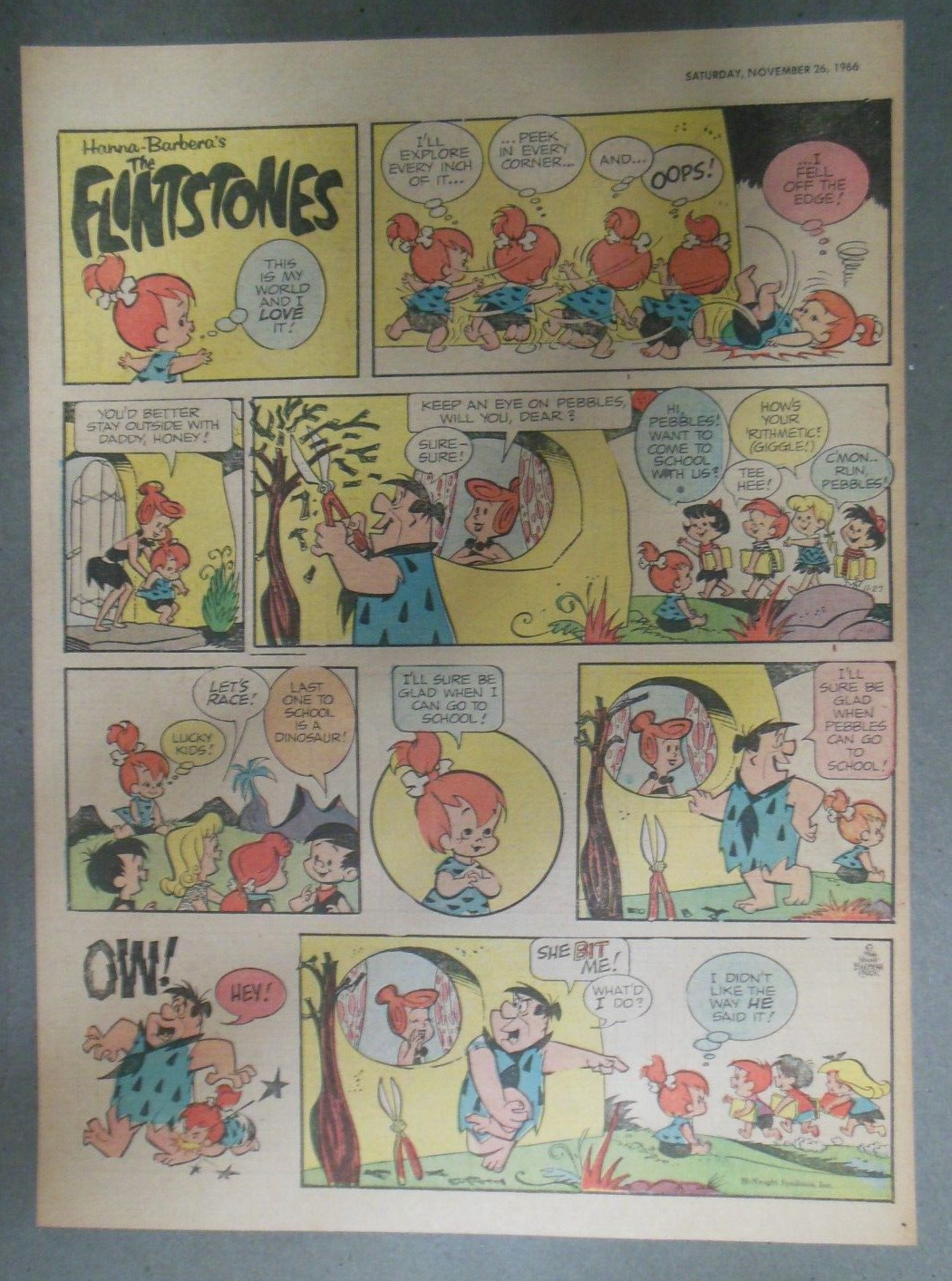 The Flintstones Sunday Page by Hanna-Barbera from 11/26/1966 Tabloid ...